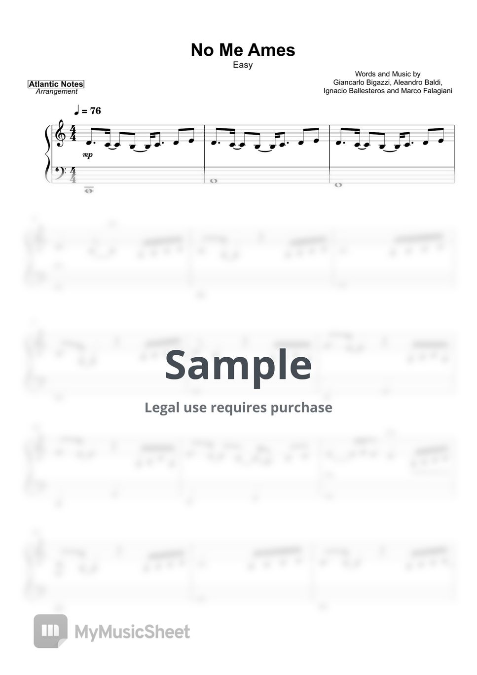 Jennifer Lopez, Marc Anthony - No Me Ames Sheets by Atlantic Notes