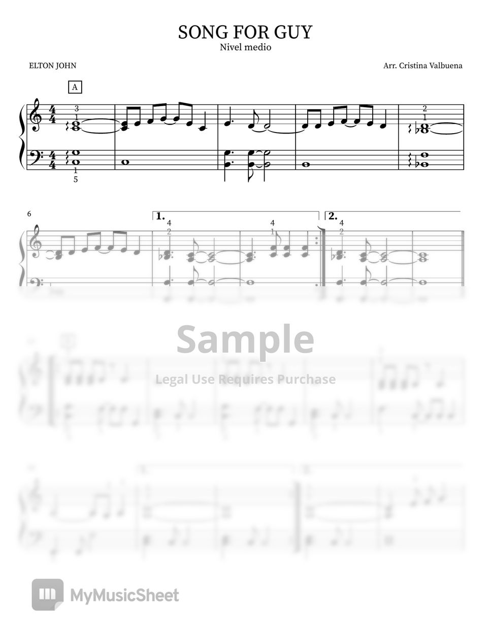 Elton John - Song For Guy Sheet by Cristina Valbuena