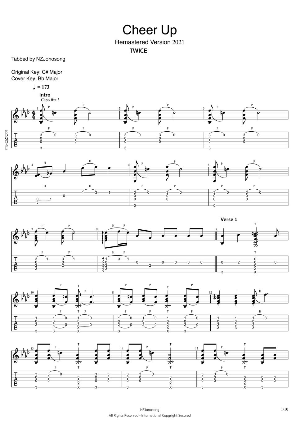 TWICE - Cheer Up [Remastered] (Normal, 8/10) TAB by NZJonosong