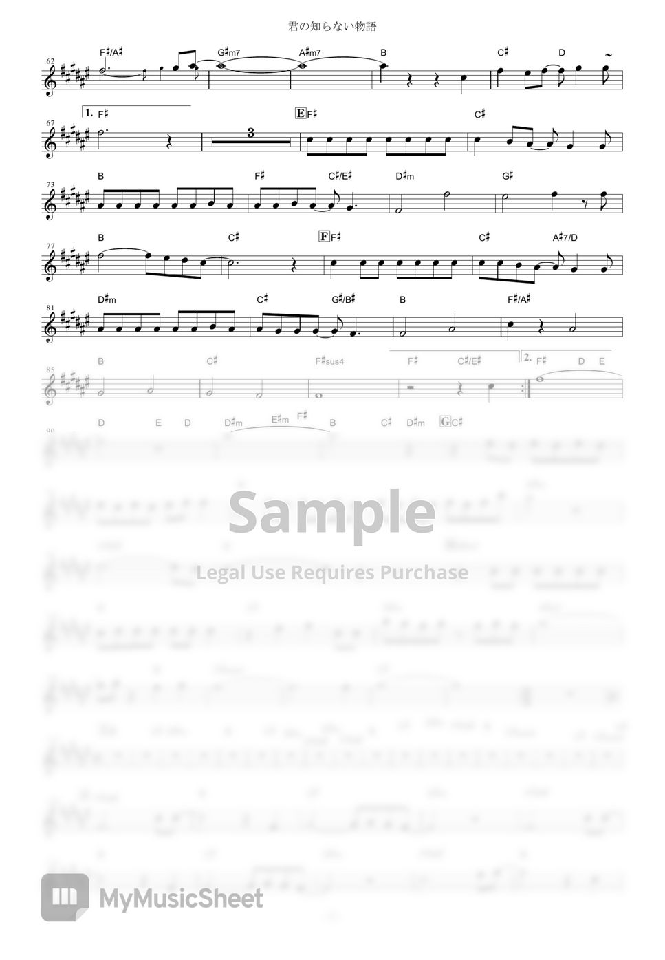 Bakemonogatari - Kimi no Shiranai Monogatari (in Eb) Sheet by supercell