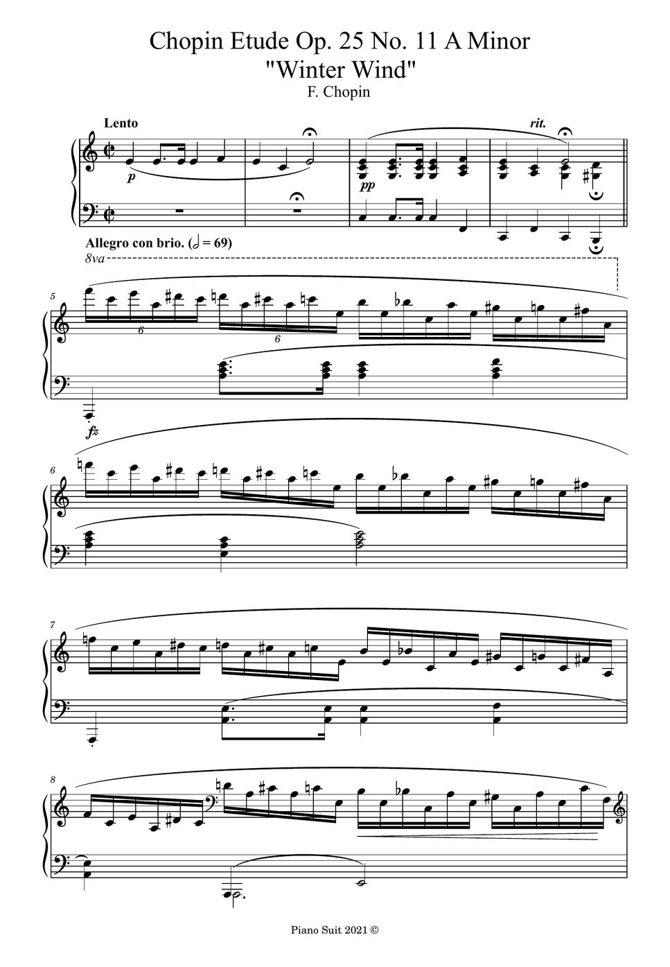 Chopin - Etude Op. 25 No. 11 A Minor(Winter Wind) Hoja by Piano Suit