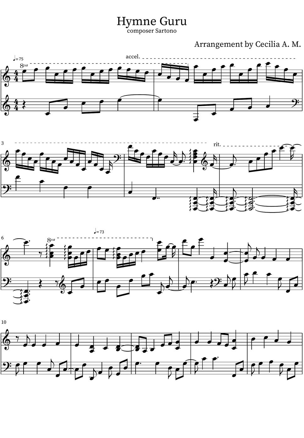 Surtono - Hymne Guru Notenblatt by Cecilia A. M.