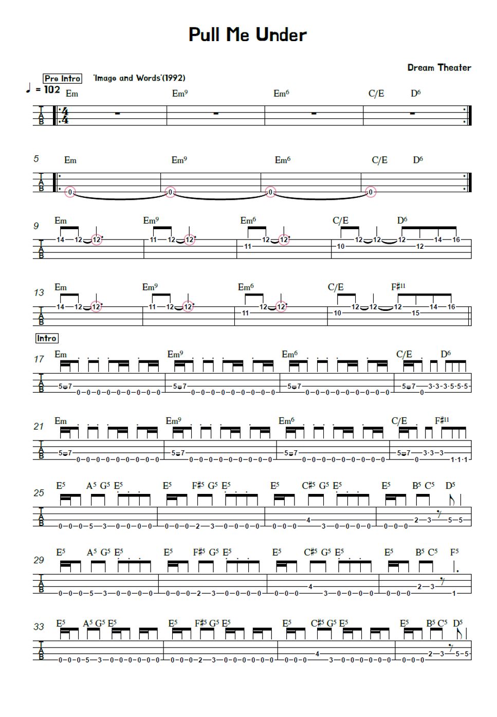 Dream Theater - Pull Me Under Sheets by 김미(Kimme)