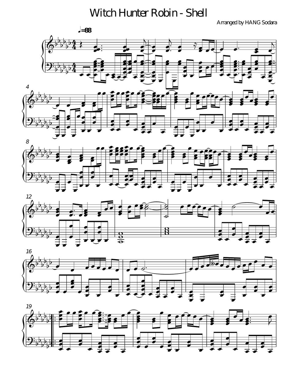 Witch Hunter Robin OST - 葉菜（Bana) - Shell Partitura