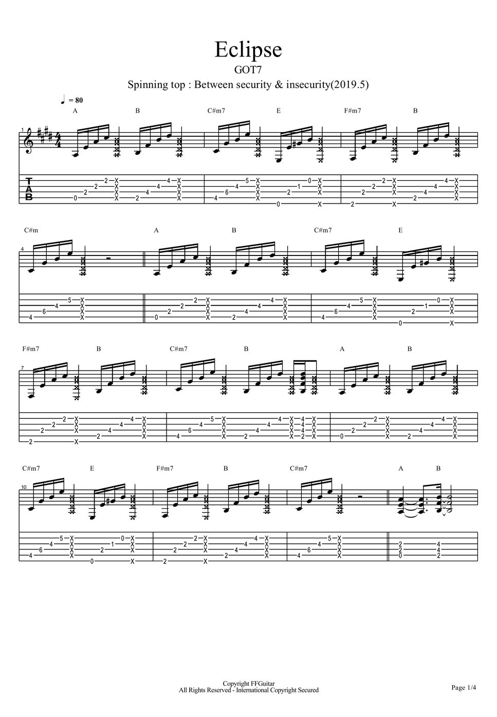 GOT7 - ECLIPSE Guitar Cover TAB