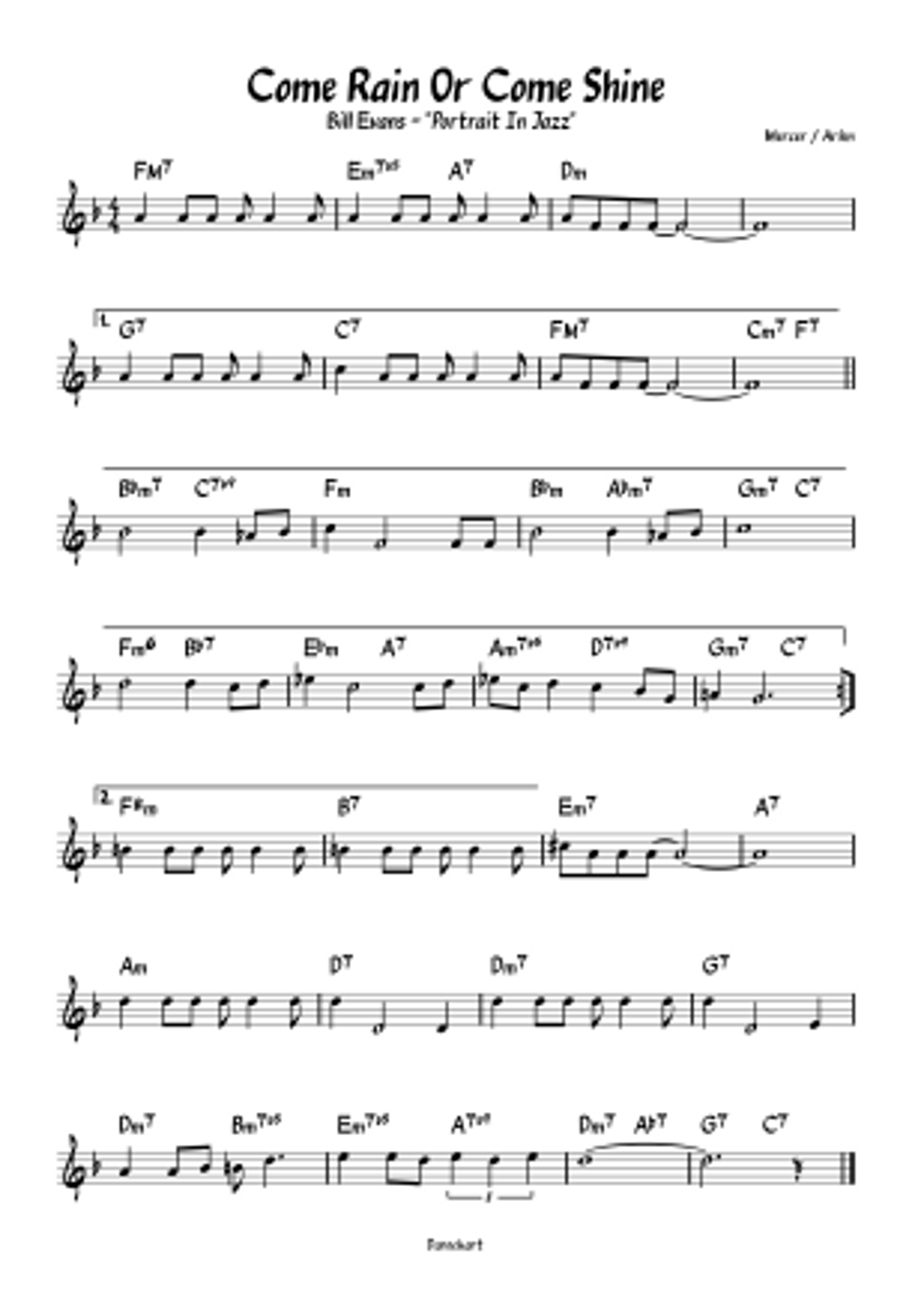 Harold Arlen - Come Rain Or Come Shine Sheet Music by Won, Jong Hwa