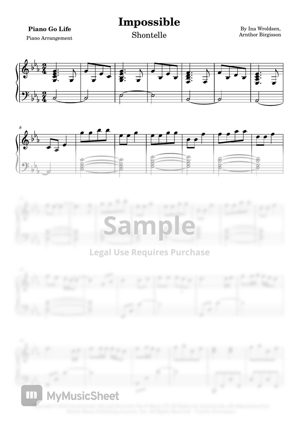 Shontelle - Impossible Hoja by Piano Go Life