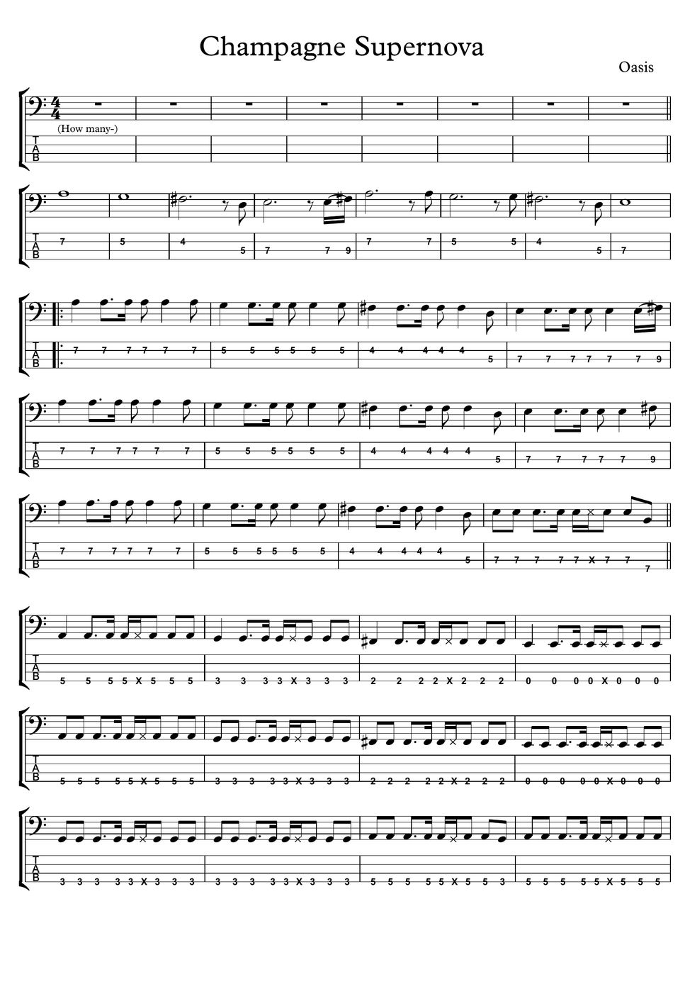 Oasis - Champagne Supernova TAB by BassTabsWorld
