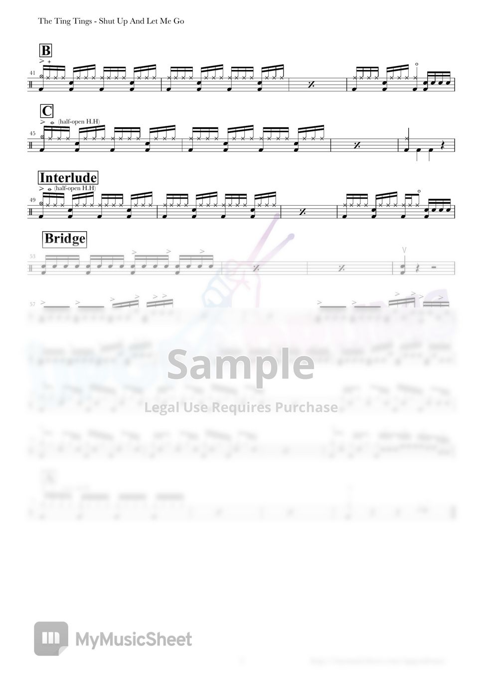 The Ting Tings - Shut Up And Let Me Go Sheet by UPGRADRUMS