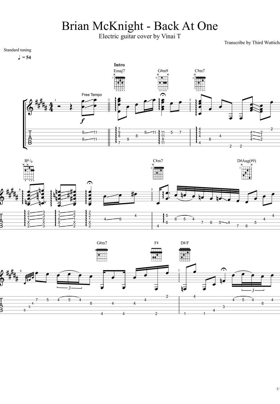 Brian McKnight - Back At One Tab + lembaran musik pertama by Vinai T