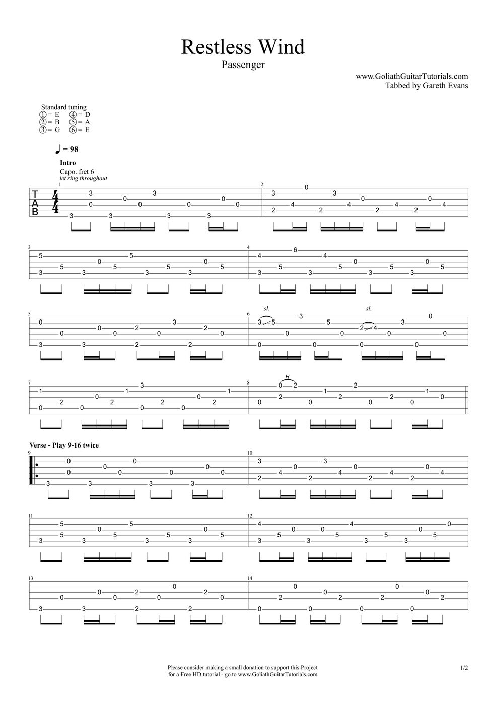 Passenger - Restless Wind 标签 by Goliath Guitar Tutorials