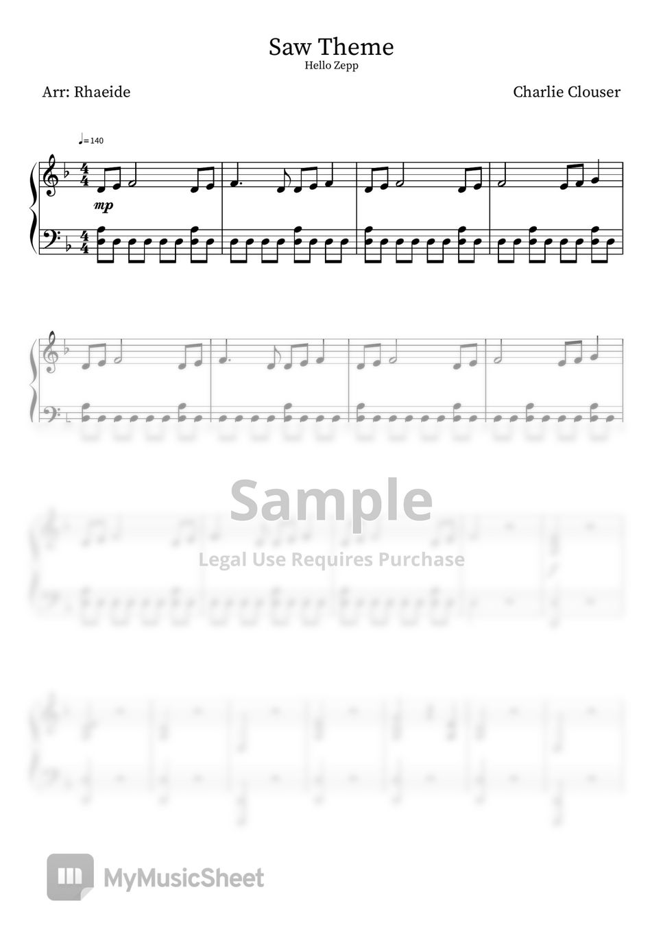 Saw - Hello Zepp (Charlie Clouser) 樂譜 by Rhaeide