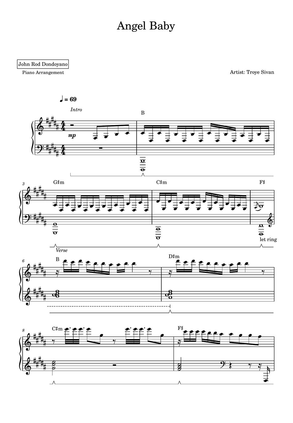 Troye Sivan - Angel Baby (PIANO SHEET) 樂譜 by John Rod Dondoyano