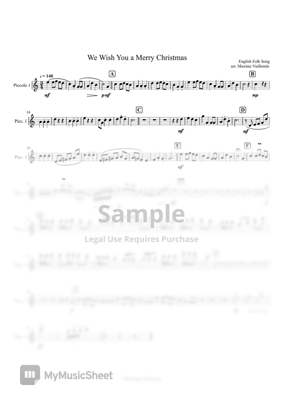 Arthur Warrell - We wish you a merry christmas 曲谱 by Maxime Vuillemin