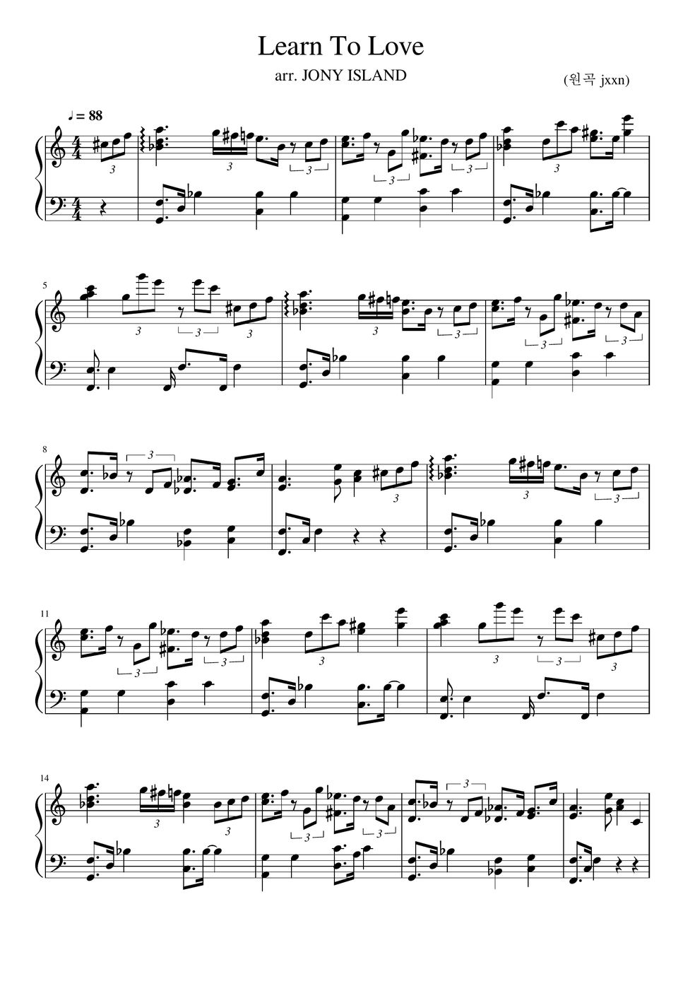 jxxn - Learn to love (Heart Signal BGM) Lembar Musik by JONY ISLAND