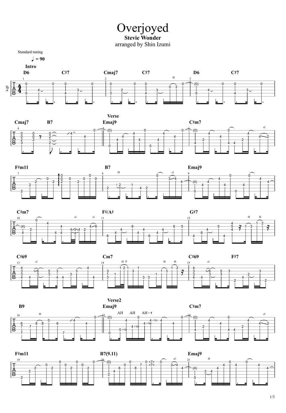 Stevie Wonder - Overjoyed TAB by Shin Izumi