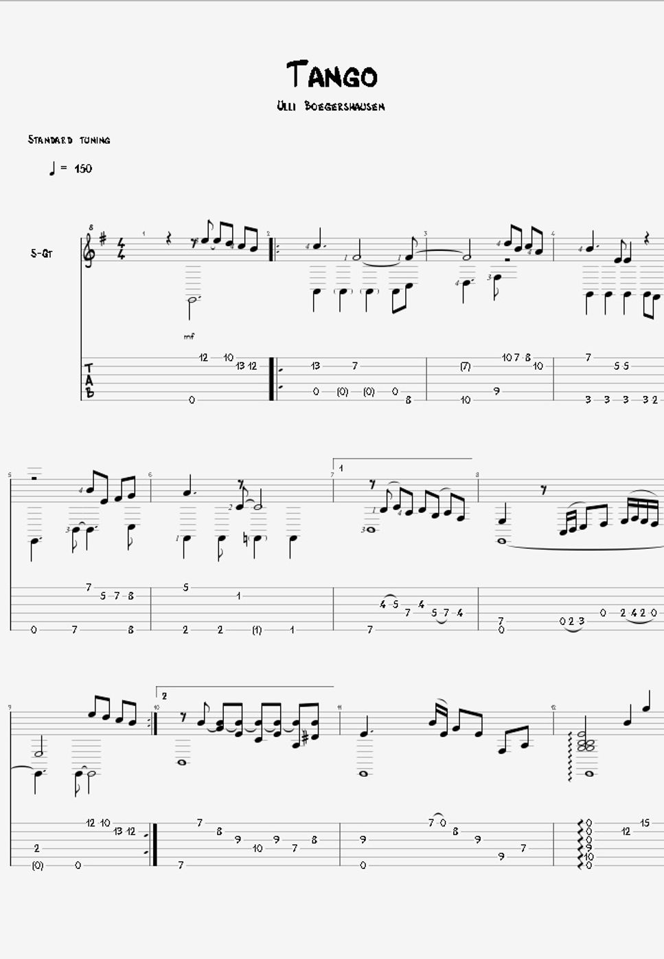 Ulli Boegershausen - Tango Tab + 1staff by Agape Guitar