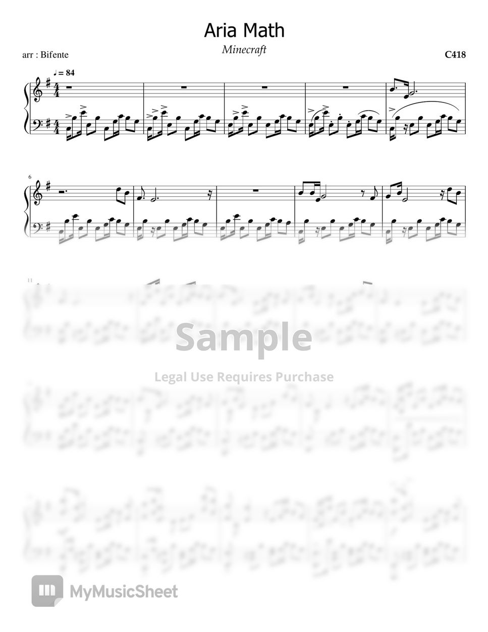 Minecraft - Aria Math (Short version) Sheets by Vincent Payet