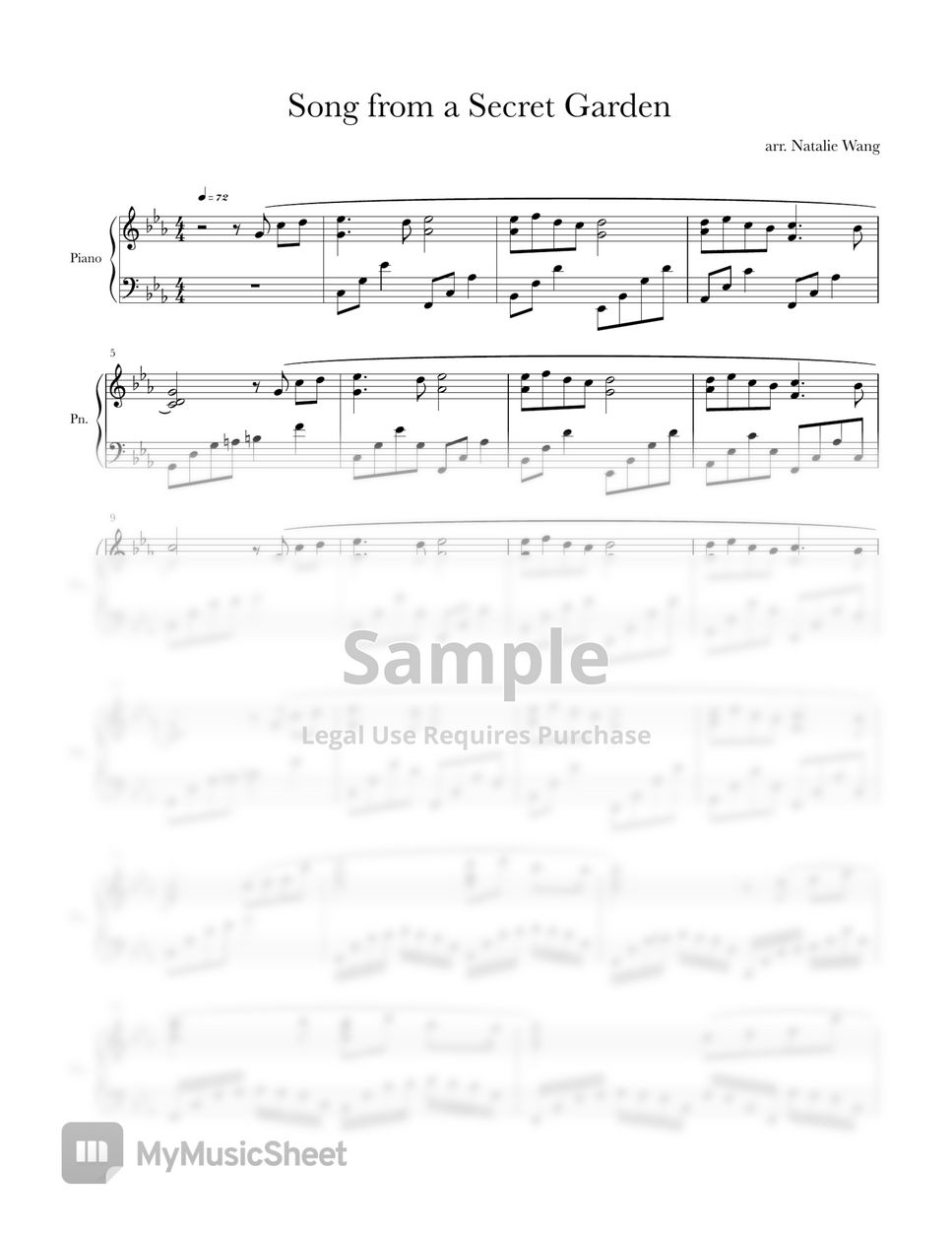 Secret Garden - Song from a Secret Garden Notenblatt by Natalie Wang