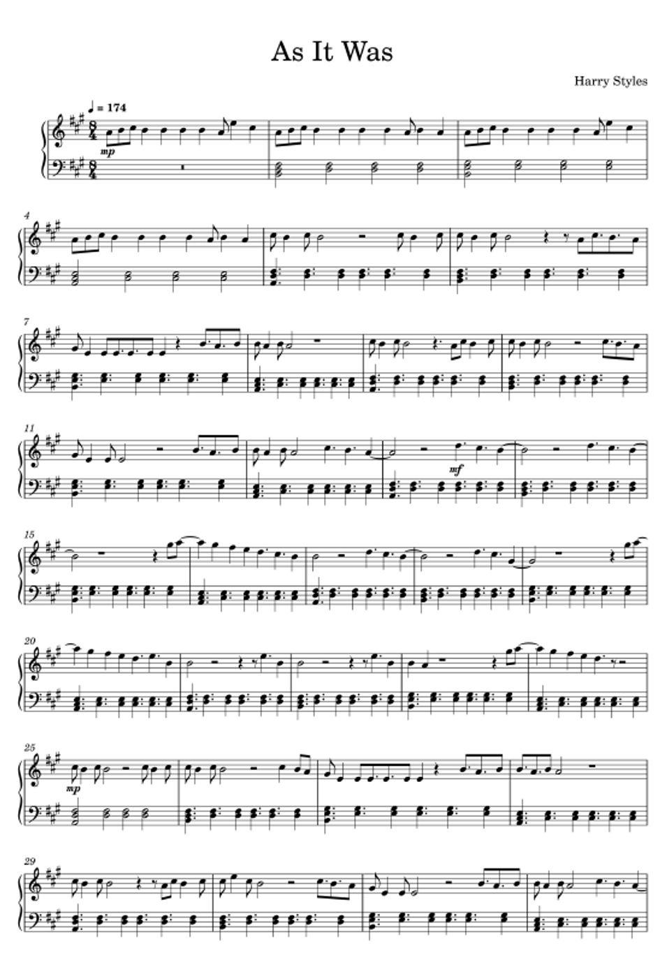 Harry Styles - as it was Sheets by Harry Styles