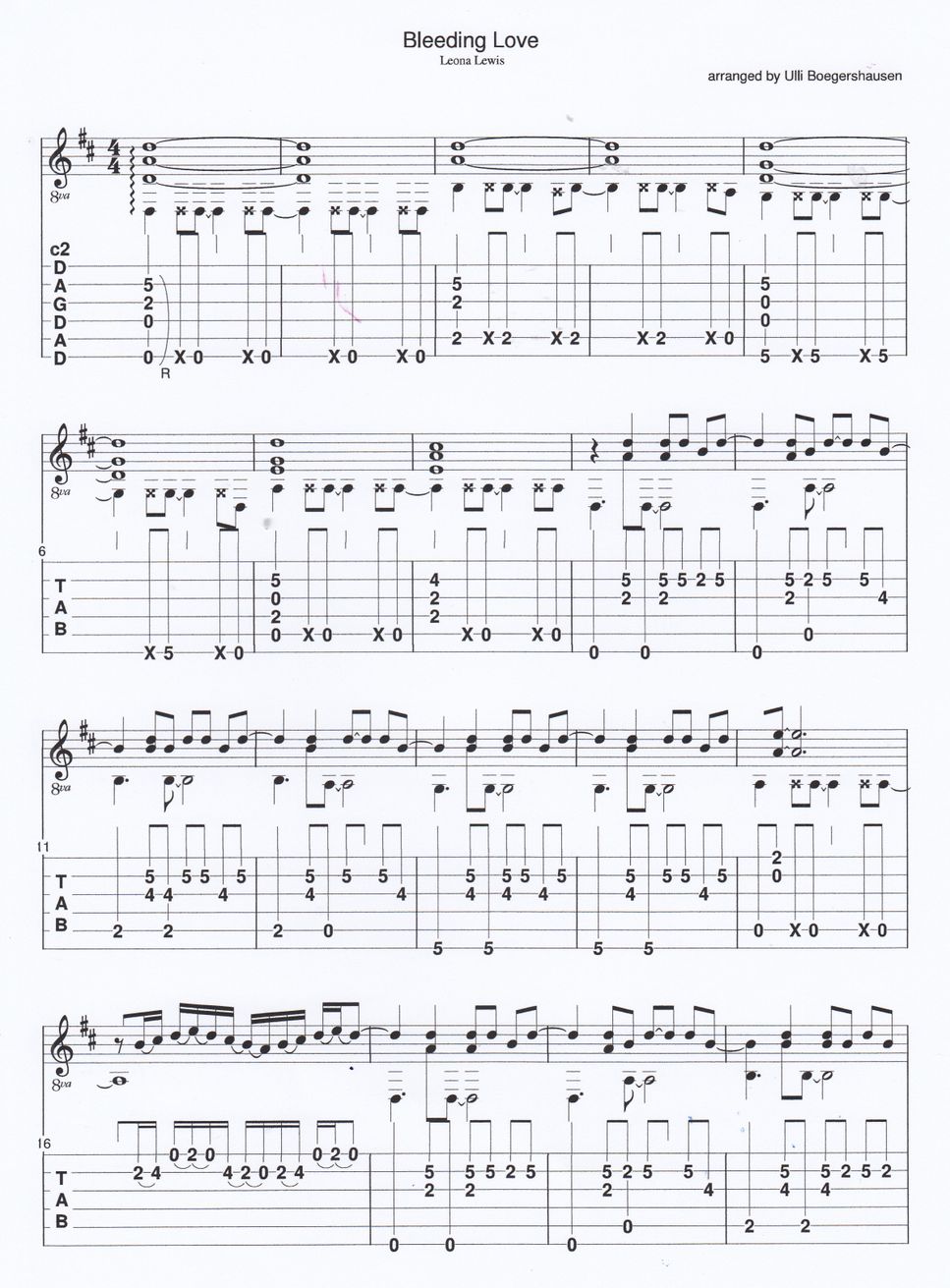 Leona Lewis - Bleeding Love Sheets by Ulli Boegershausen