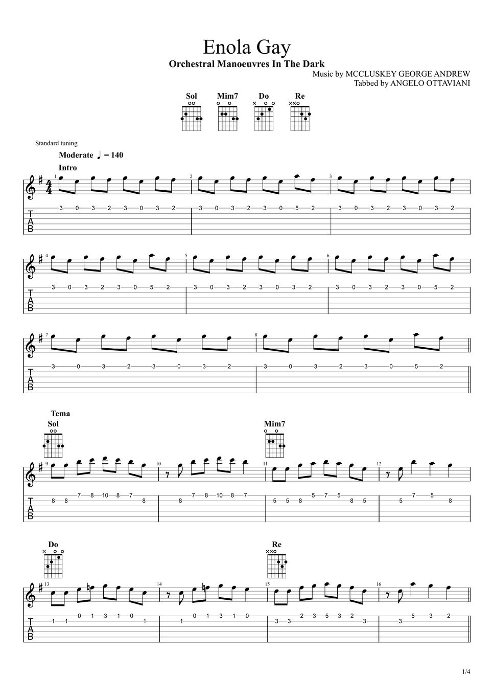 George Andrew McCluskey - Enola Gay Notenblatt