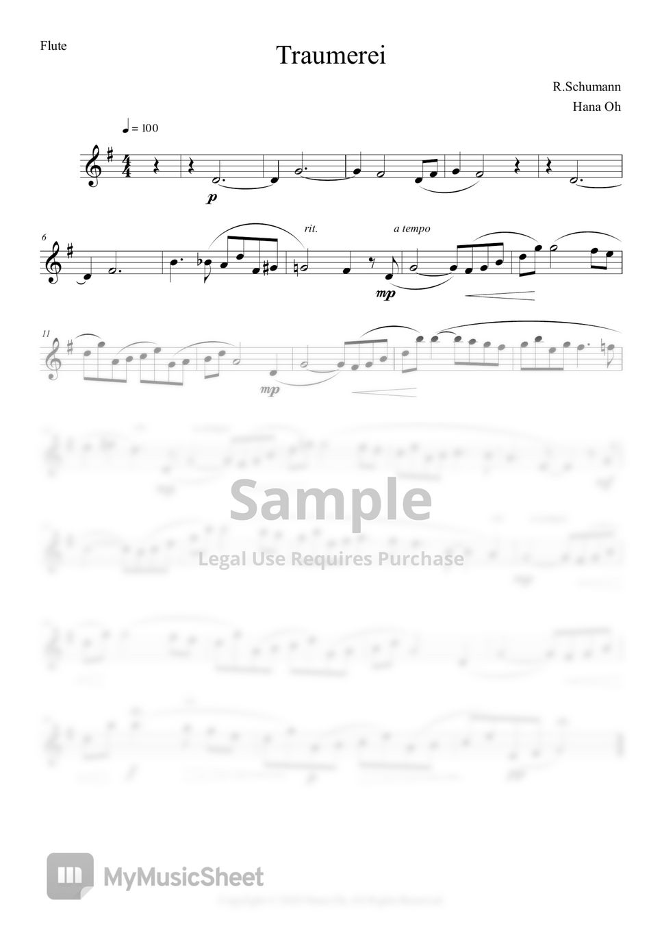 Robert Schumann - Traumerei (Quartet) แผ่น by Hana Oh (Bell)