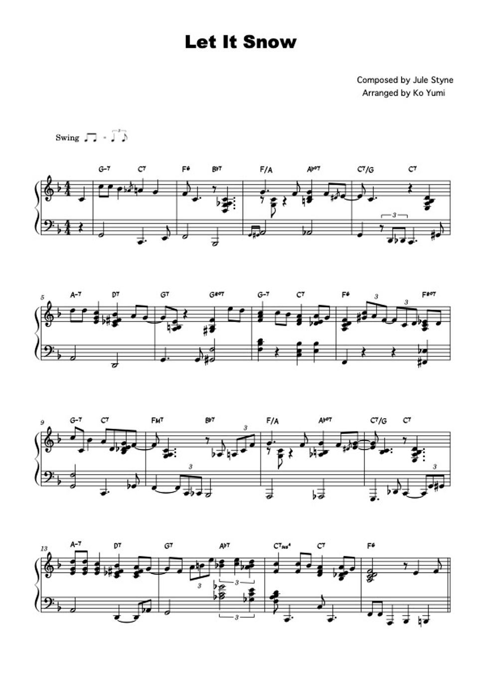 Jule Styne - Let it Snow (Jazz Piano) Sheets by KoYumi Music