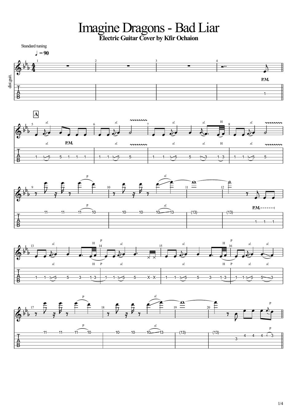 Imagine Dragons - Bad Liar TAB by Kfir Ochaion