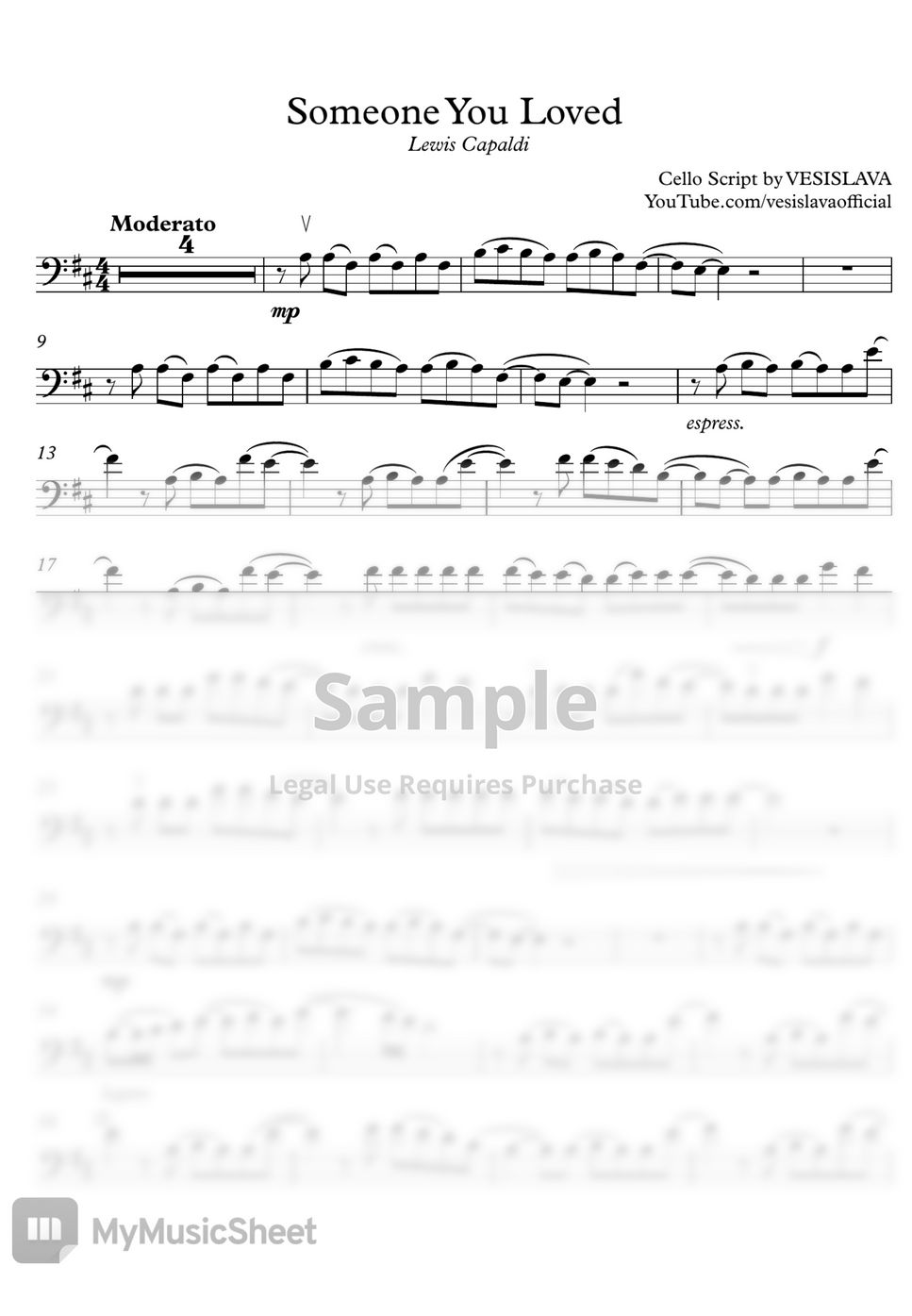 Lewis Capaldi - Someone You Loved (Piano & Cello) แผ่น by Vesislava