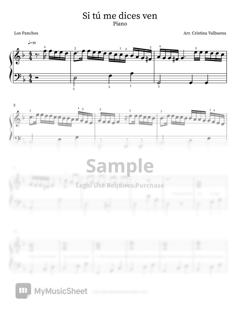 Los Panchos - Si tú me dices ven Partitura by Cristina Valbuena