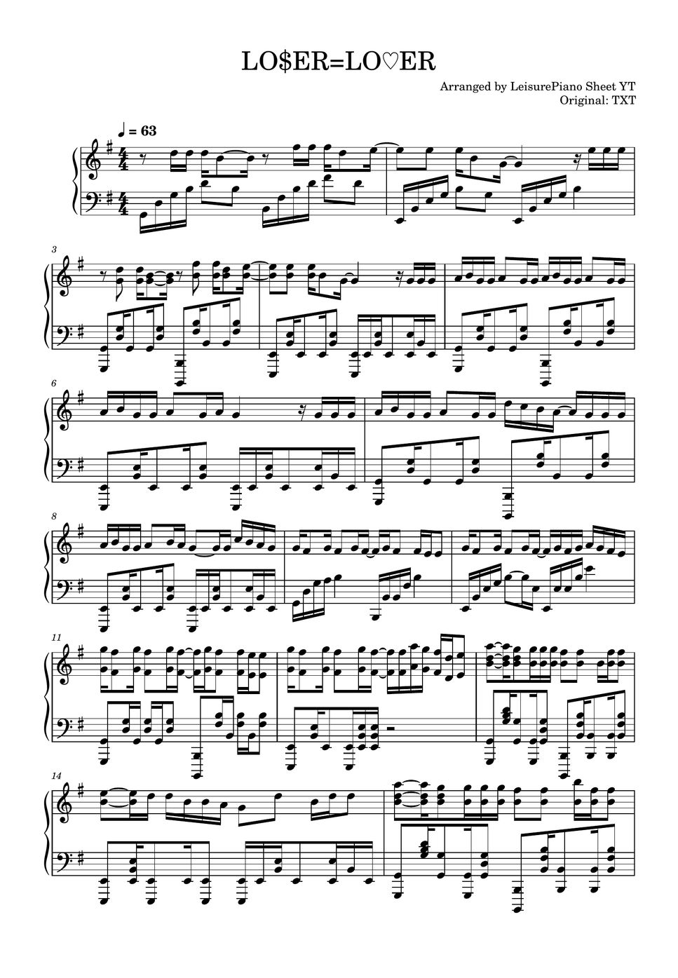 TXT - LO$ER=LO♡ER Loser 楽譜 by Leisure Piano Sheets YT