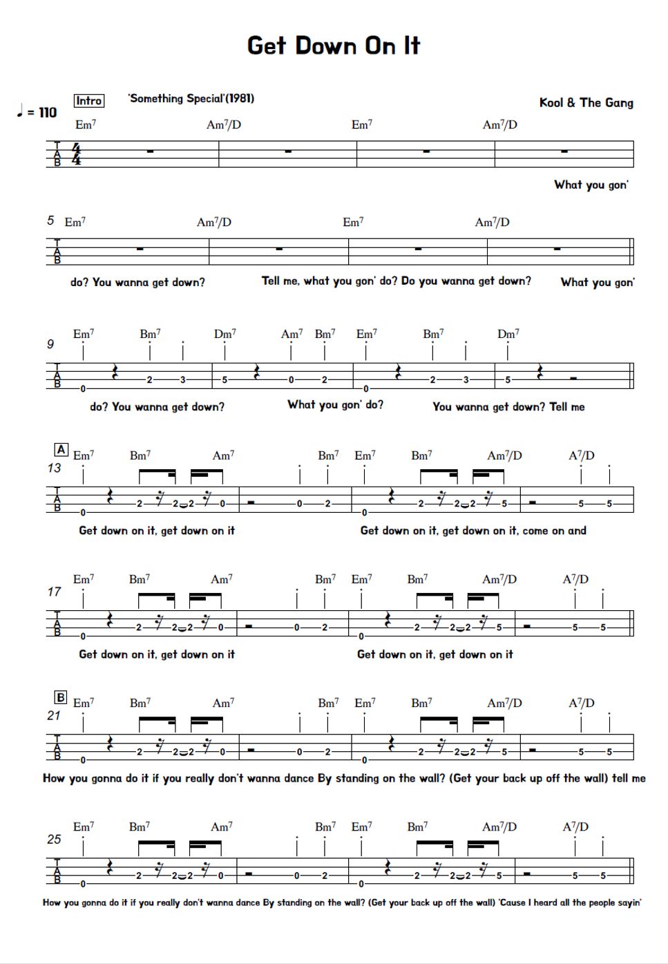 Kool & The Gang - Get Down On It Sheets by 김미(Kimme)