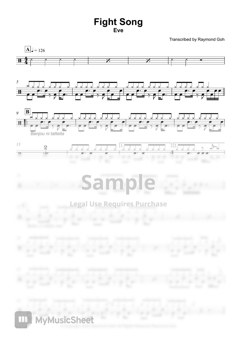 Eve - Fight Song (Chainsaw Man ED 12) نوتة by Raymond Goh