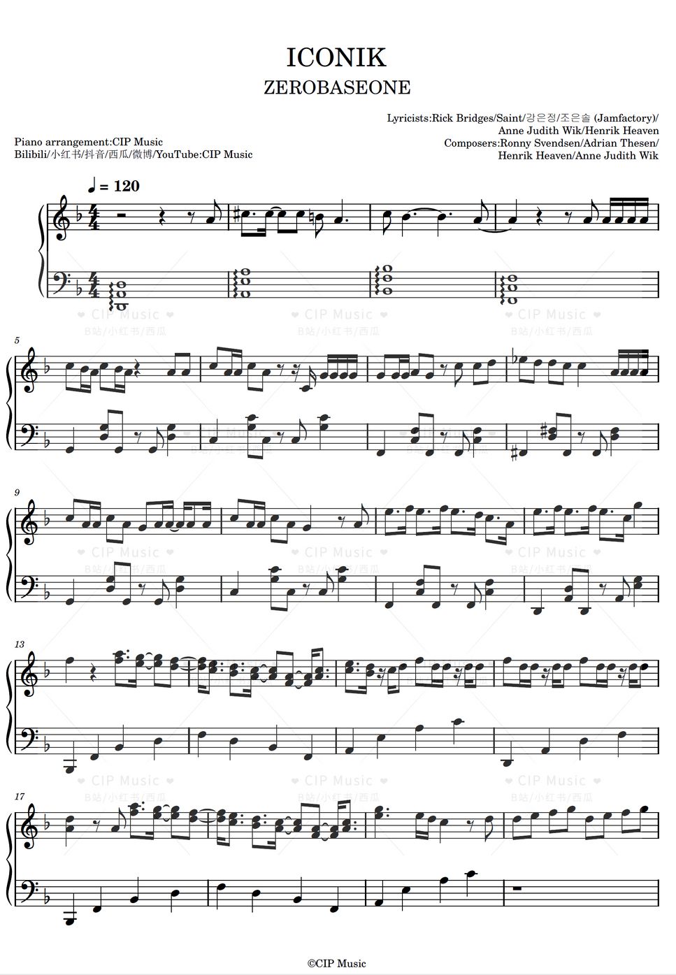 ZEROBASEONE - ICONIK Sheet Music by CIP Music