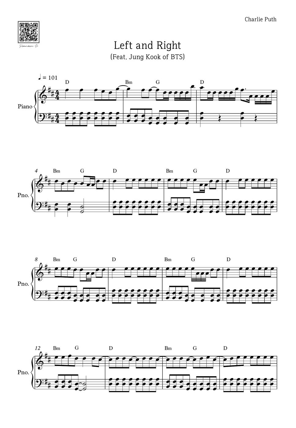 Charlie Puth - Left And Right (feat. Jung Kook of BTS) Lembar Musik by ...