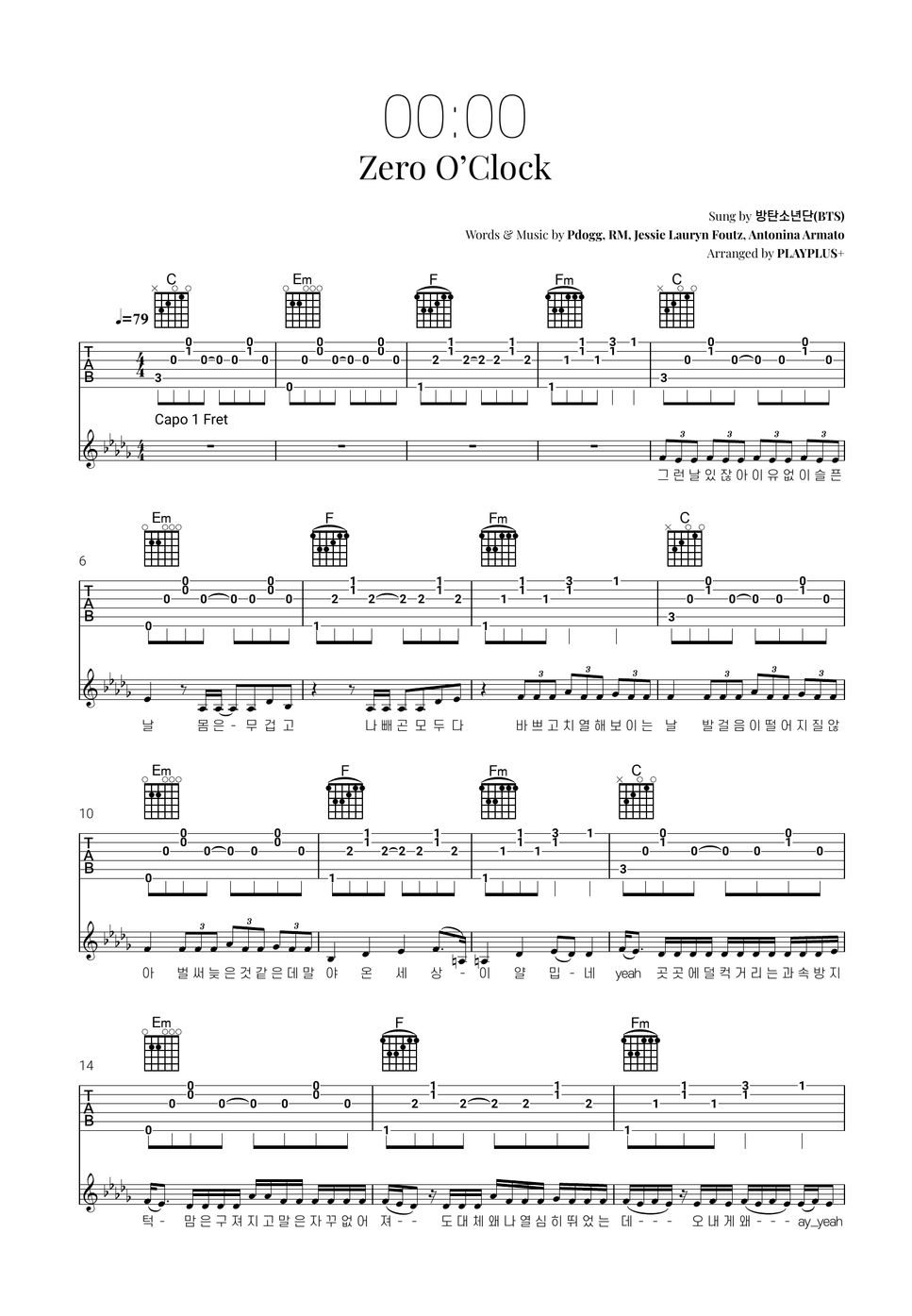 BTS - 00:00 (Zero O'Clock) Partitura by playplus
