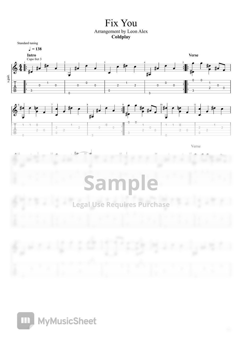 Coldplay - Fix You TAB by Leon Alex