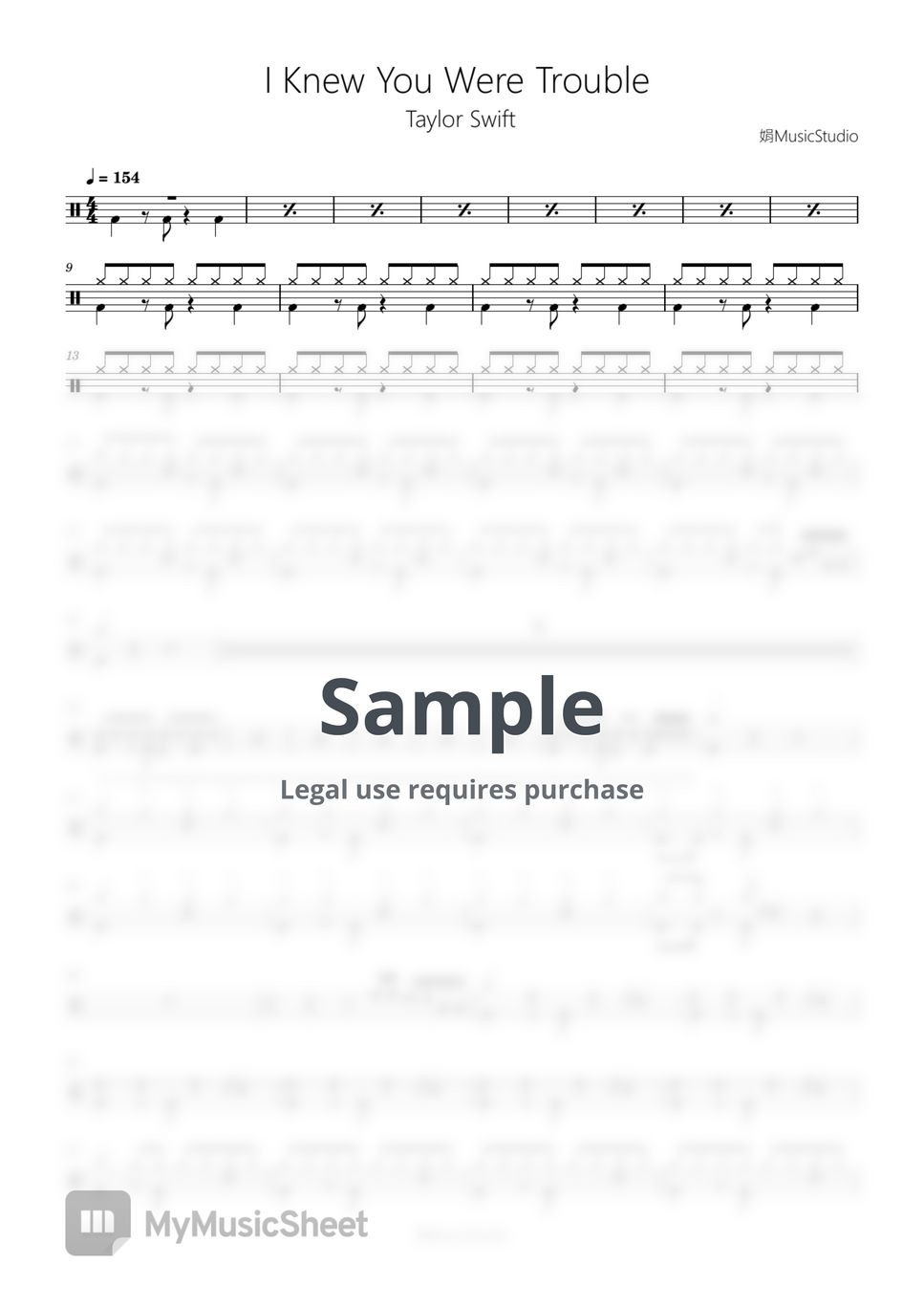 Taylor Swift - I Knew You Were Trouble Sheets by 娟姐