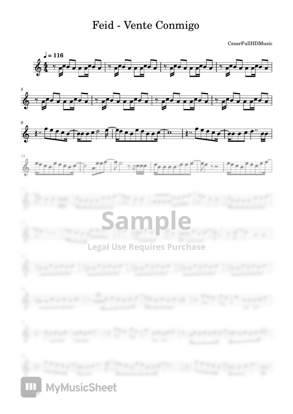 Feid - Vente Conmigo Partitura