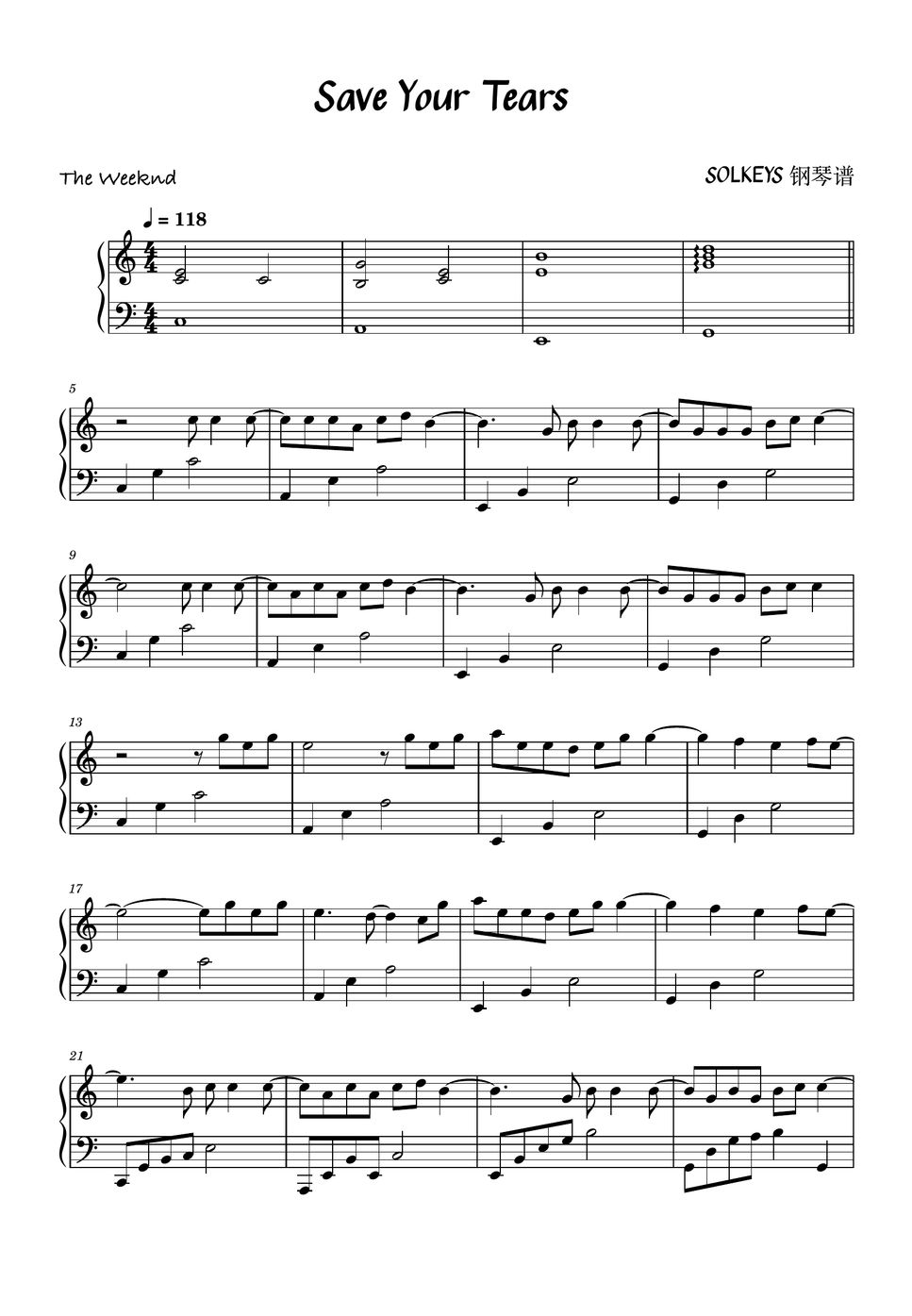 The Weeknd - Save Your Tears Lembar Musik by SolKeys