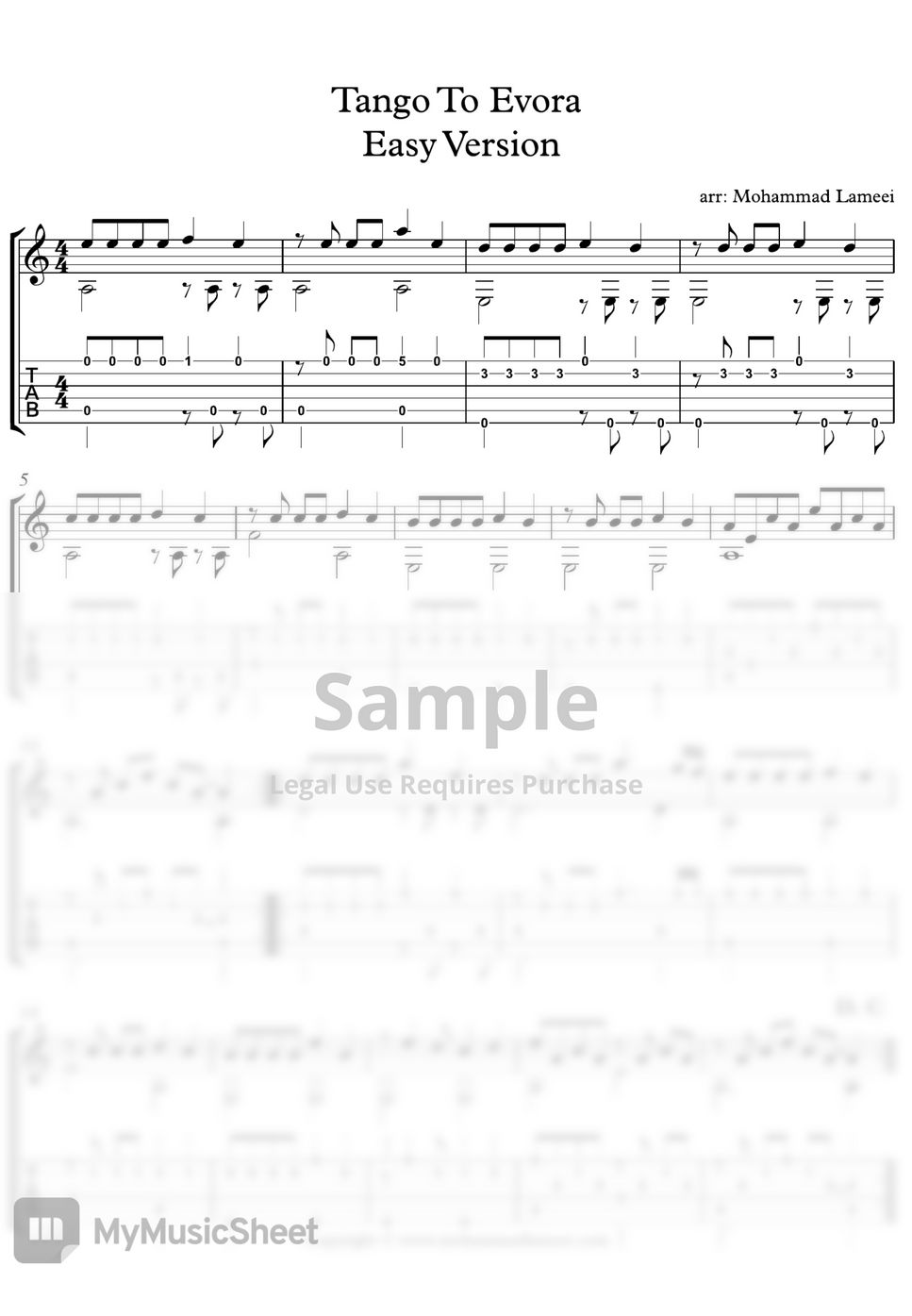 Loreena mckennitt - Tango To Evora Easy Version Tab + 단선 악보 by Mohammad ...