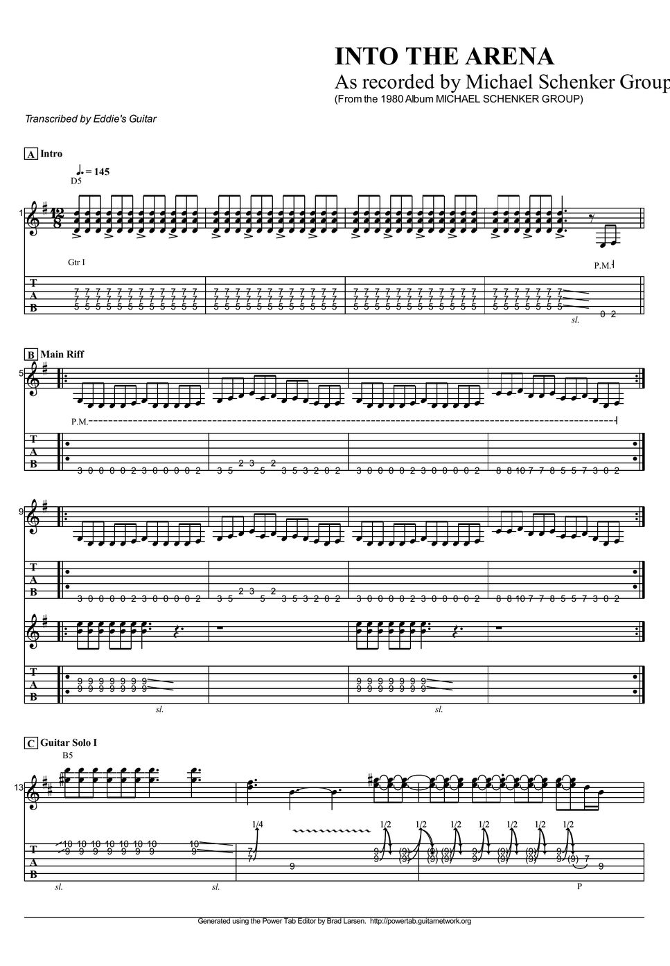 Michael Schenker Group - Into The Arena TAB