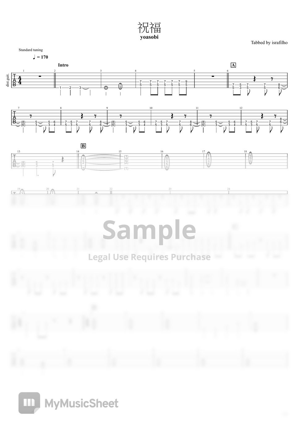 yoasobi - 祝福 TAB by israfilho