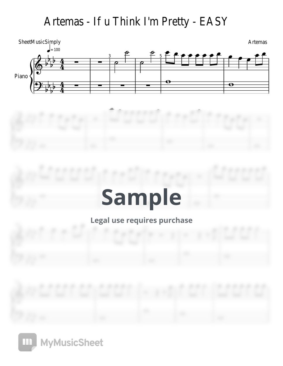 Artemas - if you think im pretty Sheets by SheetMusicSimply