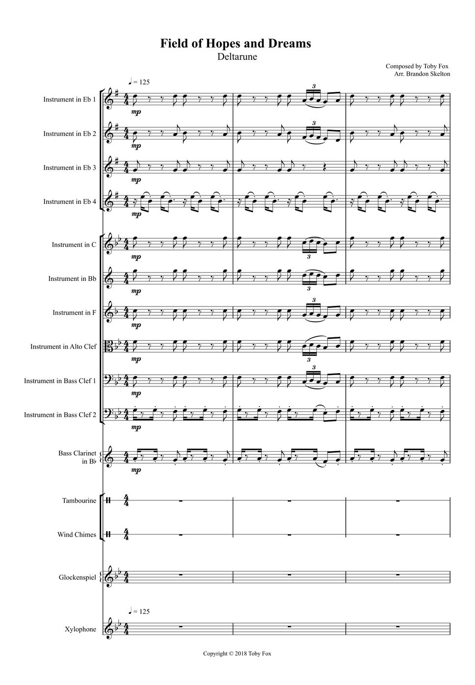 Toby Fox - Field of Hopes and Dreams (Full Score) 樂譜 by Brandon Skelton