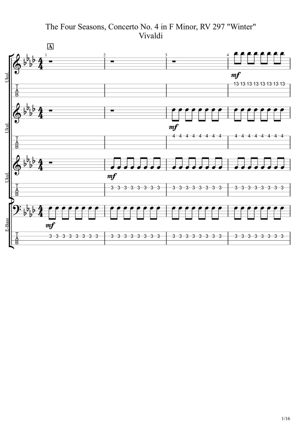 Vivaldi - Vivaldi, The Four Seasons, Concerto No. 4 in F Minor, RV 297 ...