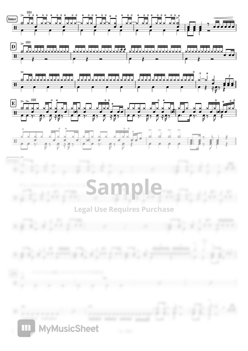 LiSA - IssenoKassai / 一斉ノ喝采 曲谱 by Cookai's J-pop Drum sheet music!!!