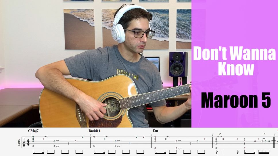 Maroon 5 - Don't Wanna Know (Solo Fingerstyle Guitar) Tab + 1staff by ...