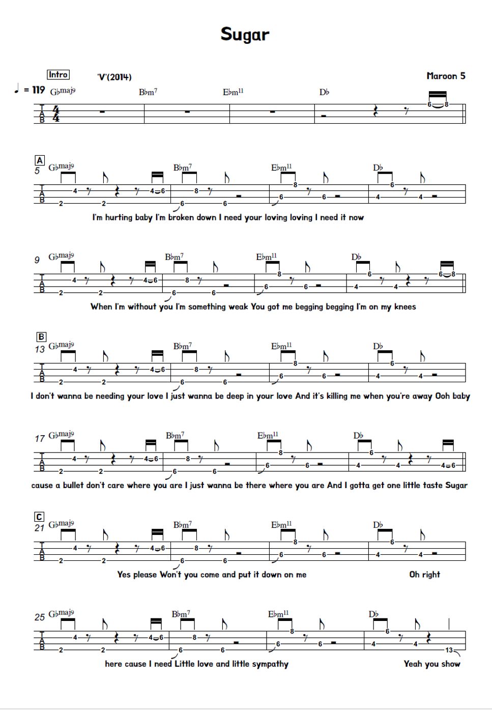 Maroon 5 - Sugar Sheets by 김미(Kimme)